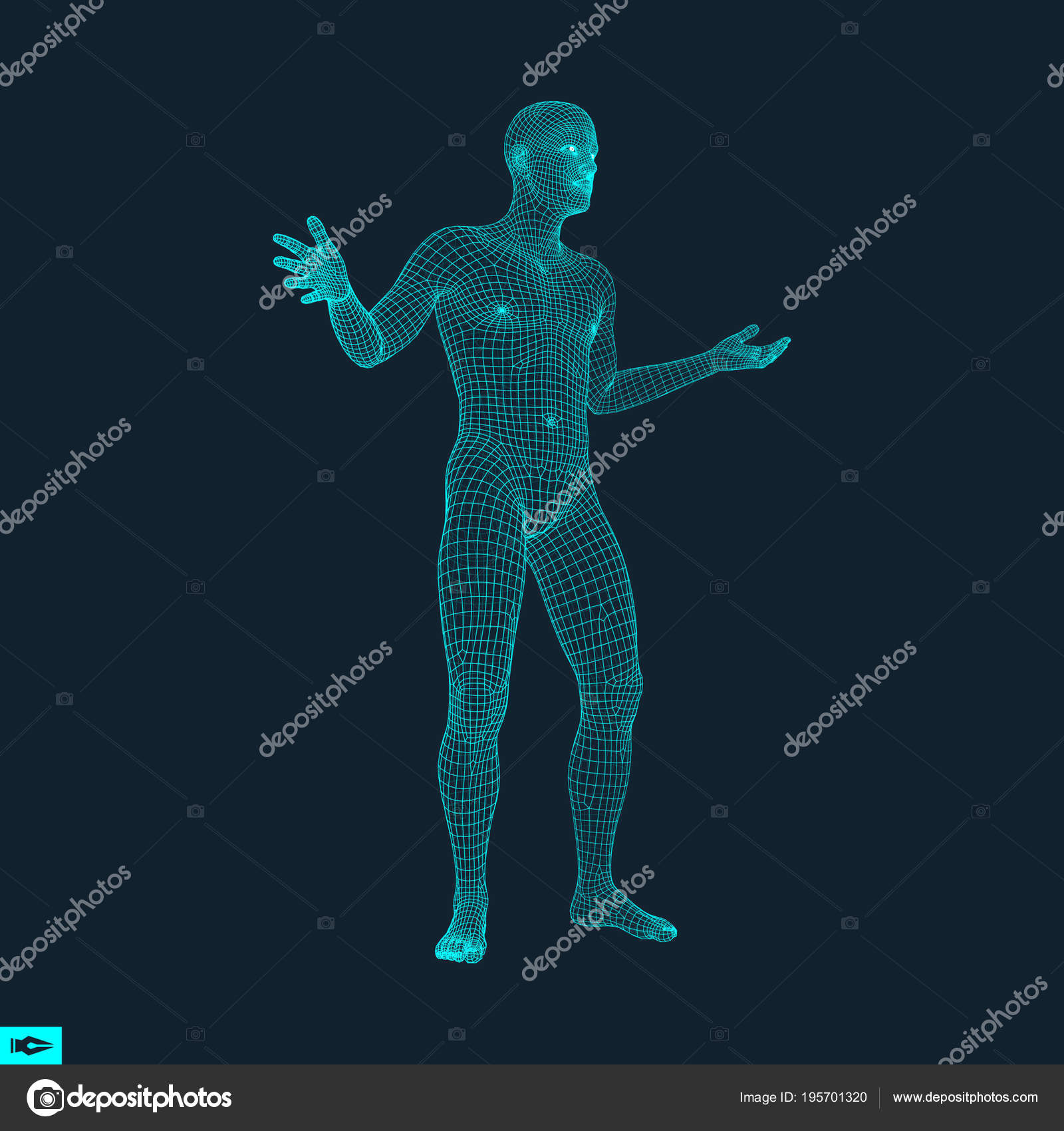 3D Model of Man. Polygonal Design. Technology Vector Illustration ...