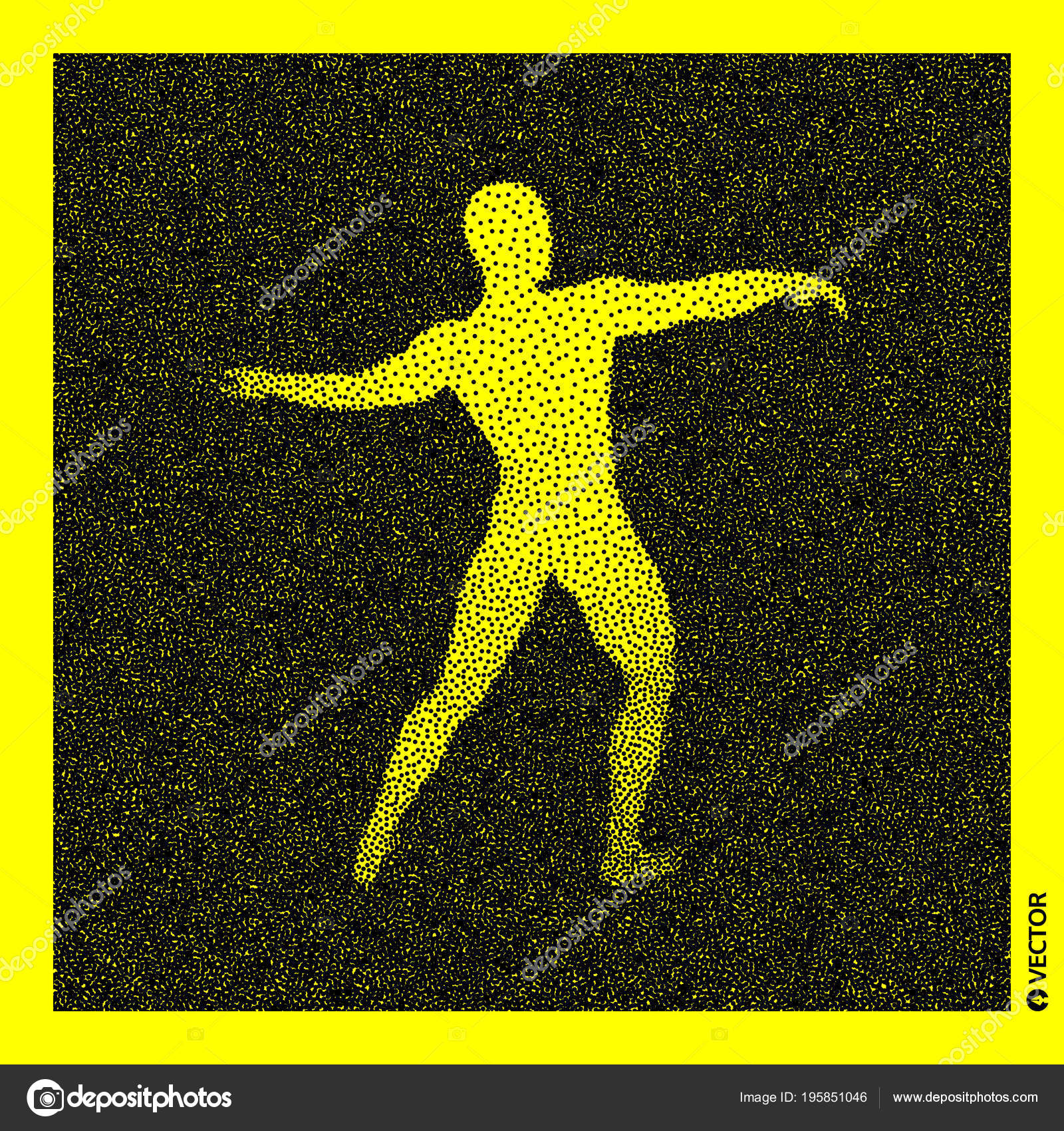 Human Body Model Black Yellow Grainy Design Stippled Vector ...