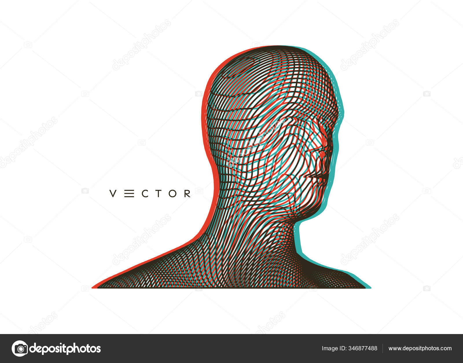 Human Face Created Grid Style Artificial Intelligence Concept Digital ...