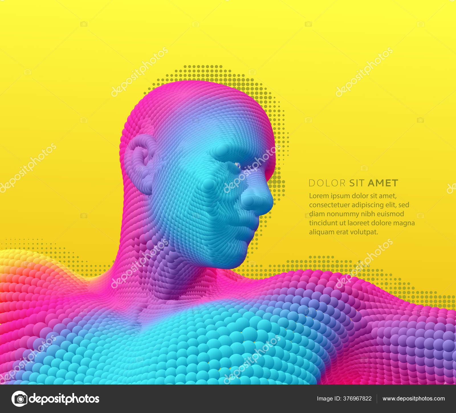 Abstract Human Torso Vector Illustration Composed Particles Stock ...