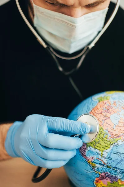 Doctor Stethoscope Auscultates Respiration Lungs Planet Earth Pneumonia ...