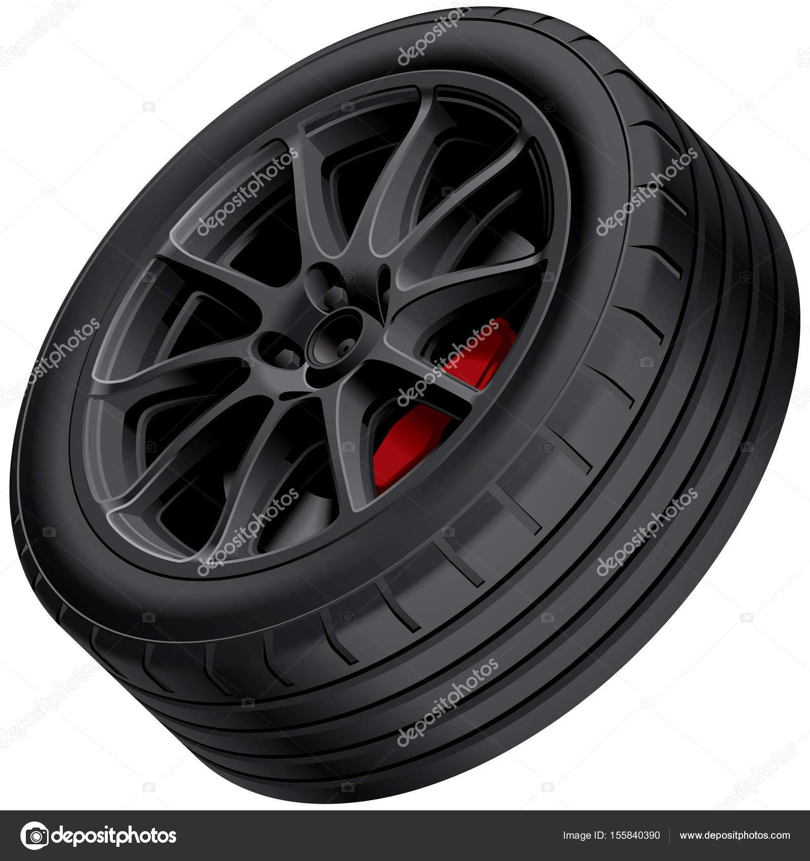 Black alloy wheel Stock Vector Image by ©bussja #155840390