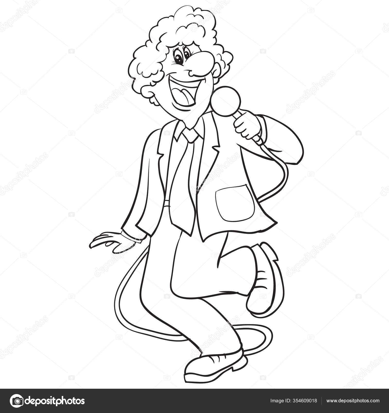 Cartoon Singer Black And White