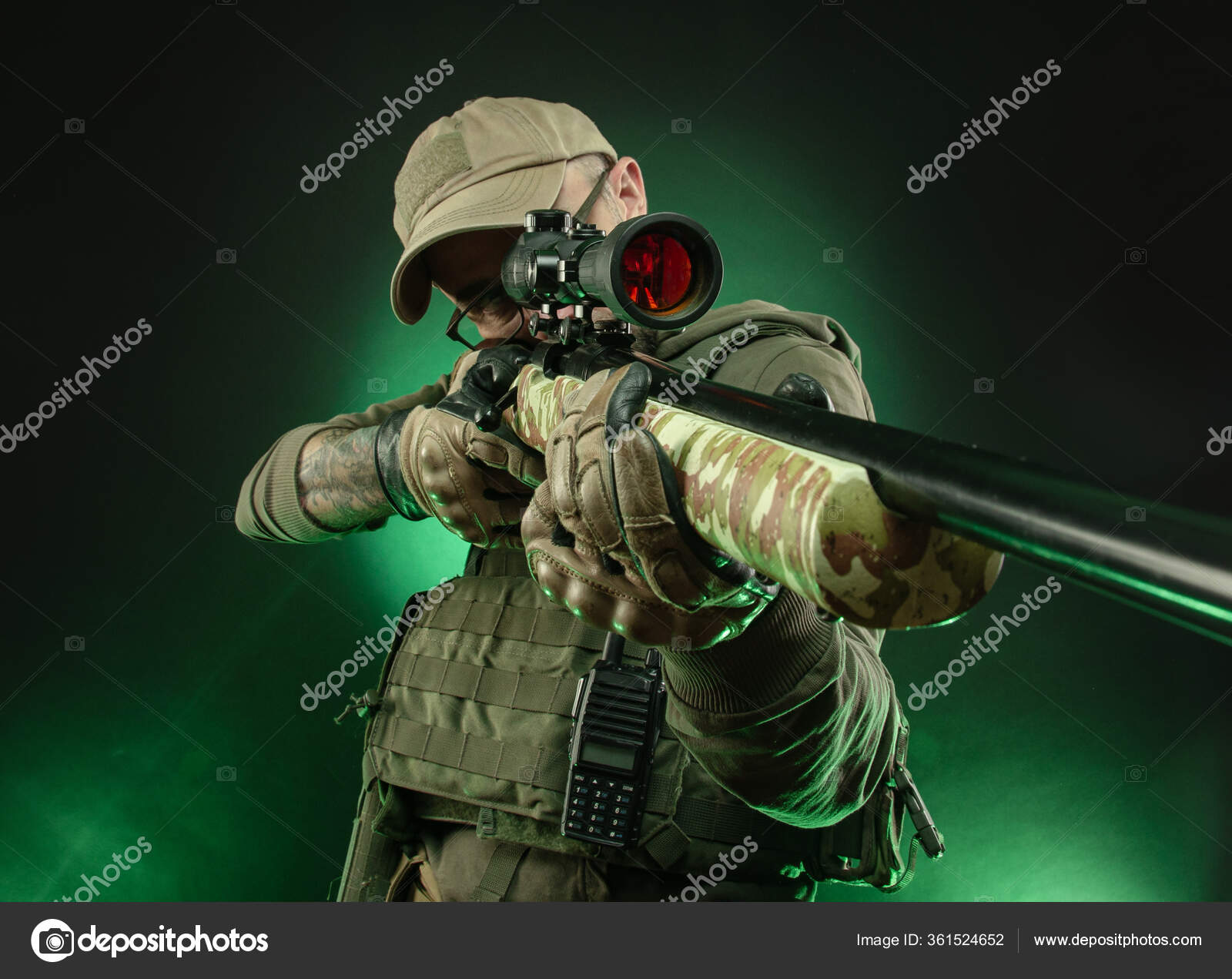 Military guy with a sniper rifle — Stock Photo © artrotozwork #361524652