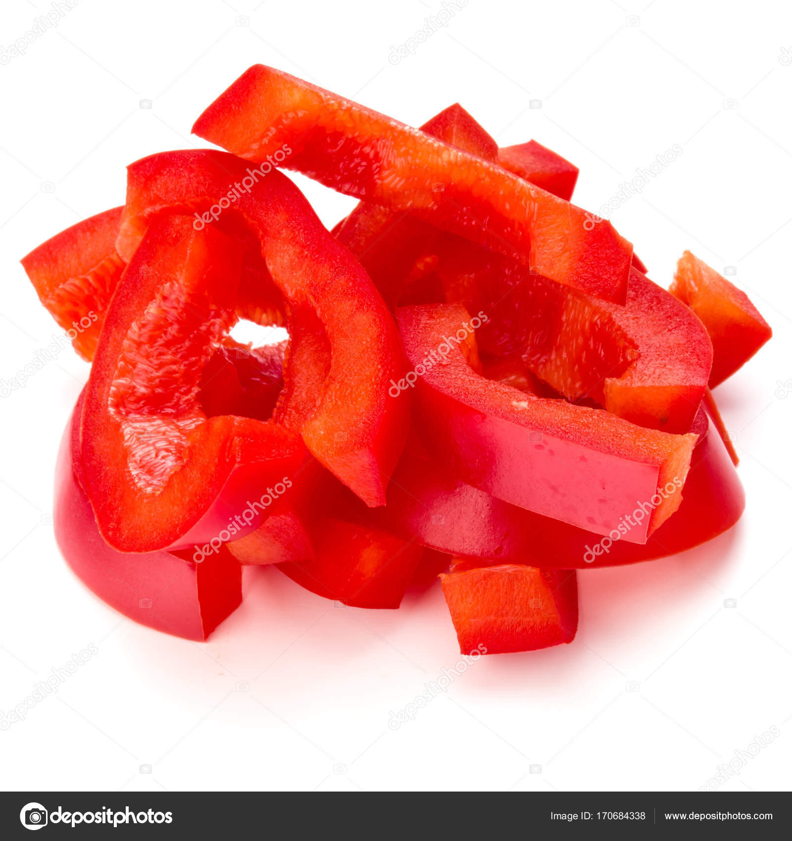 Red bell pepper sliced strips Stock Photo by ©natika 170684338