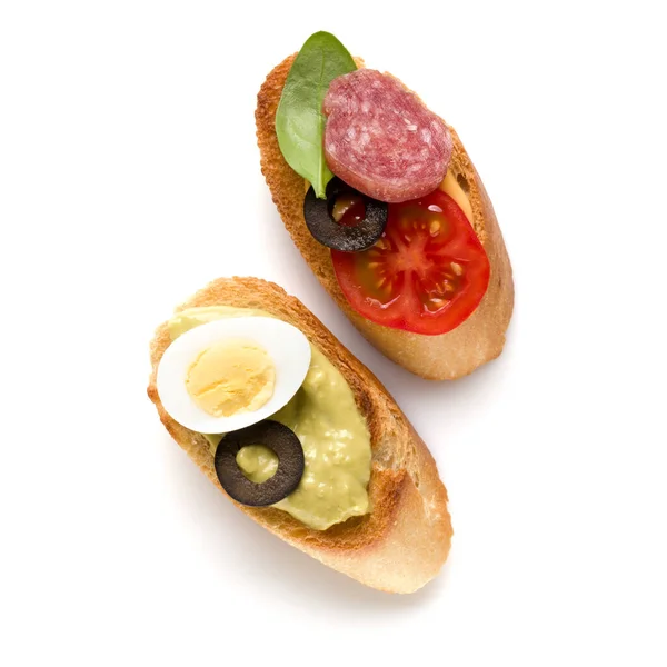 Open Faced Sandwich Canape Crostini Dark Stone Background Closeup Top ...