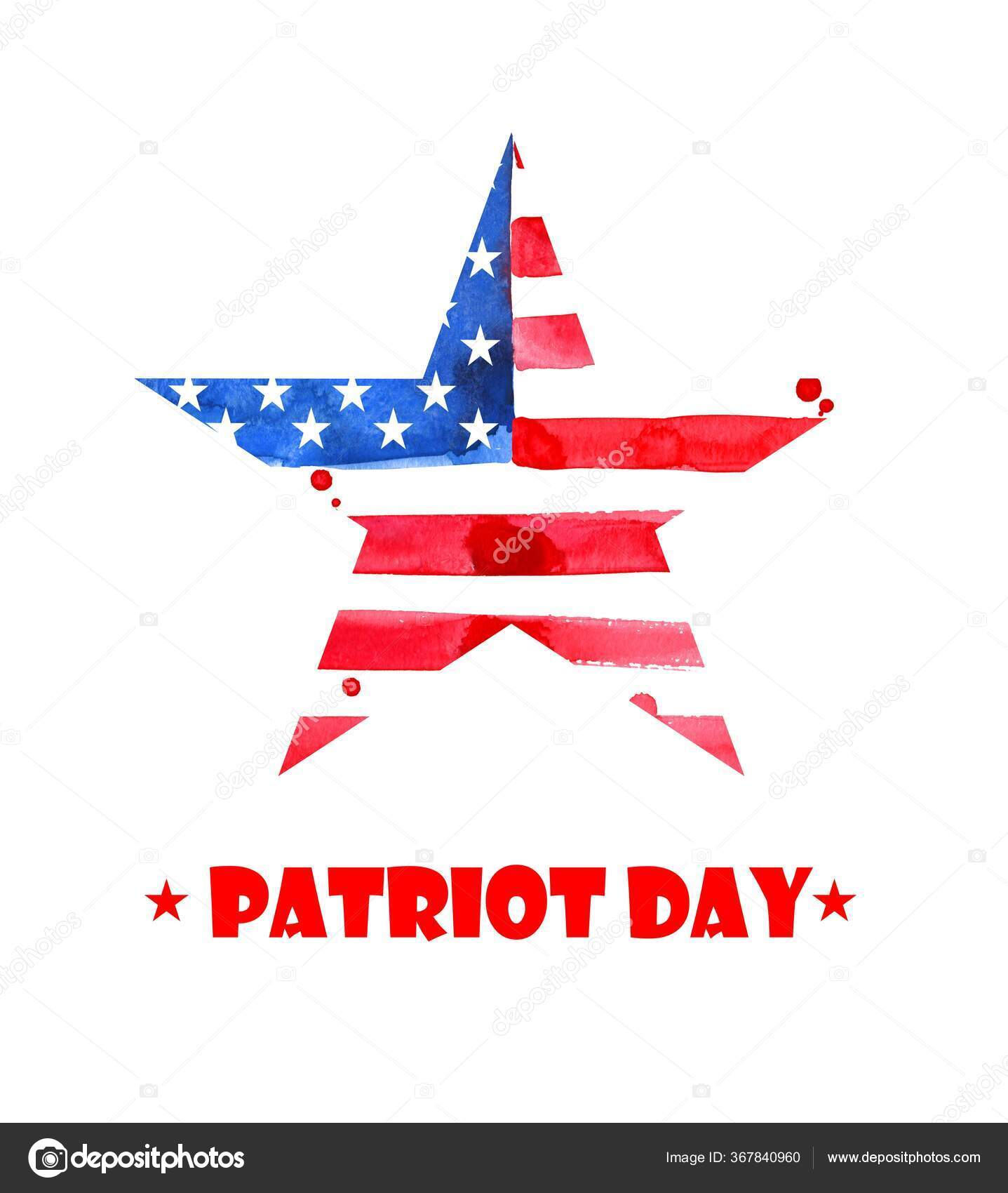 Watercolor Flag America Shape Star Labor Day Patriots Day Veterans ...