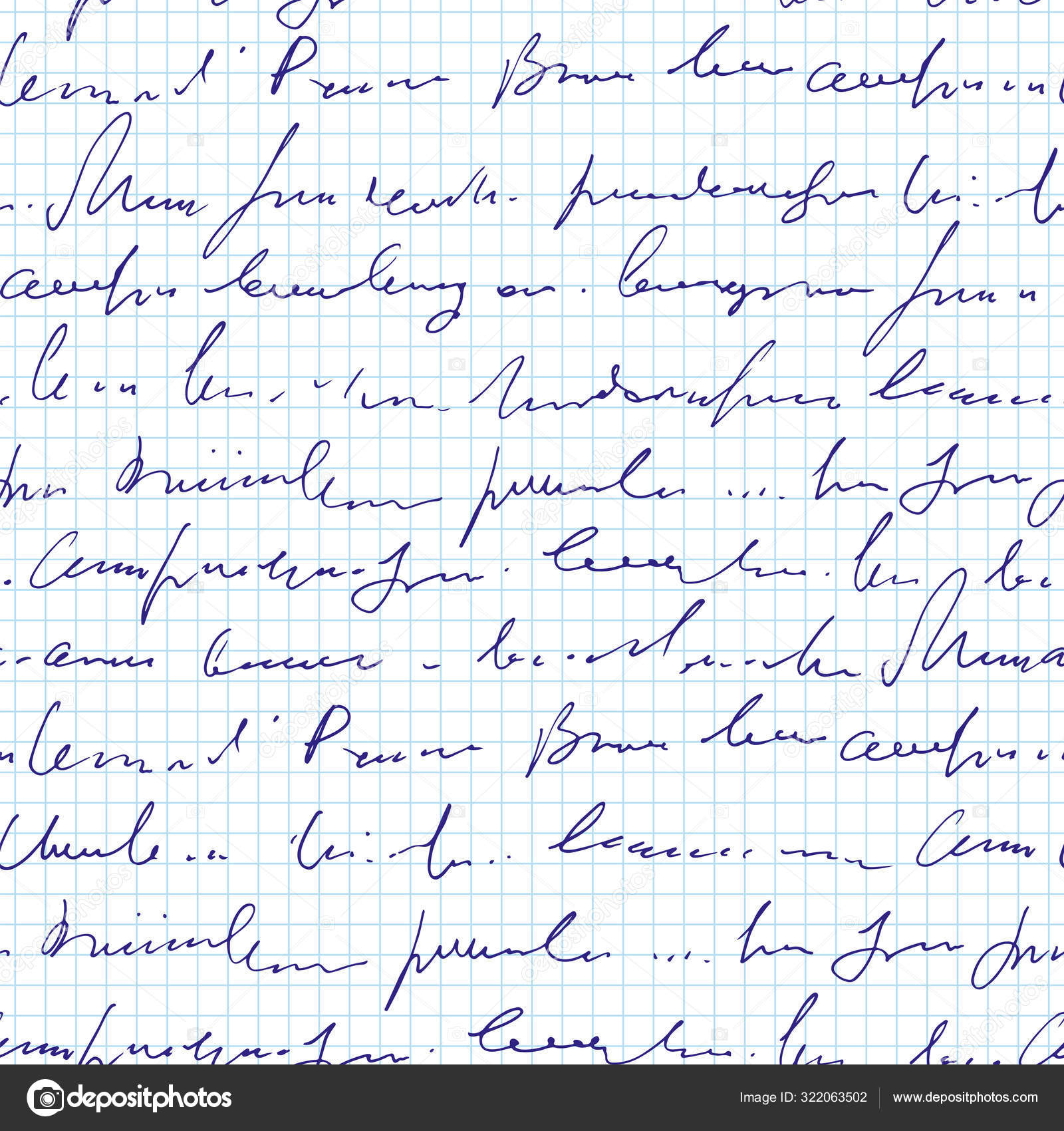 Handwritten Abstract Text Seamless Pattern Vector Monochrome Script ...