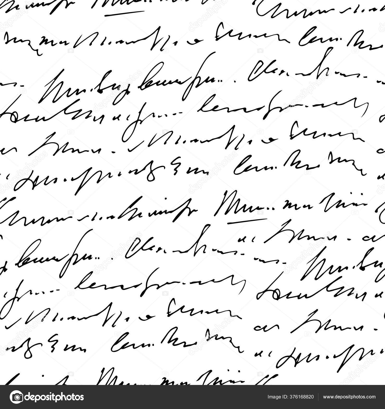 Handwritten Abstract Text Vector Seamless Pattern Vector Monochrome ...