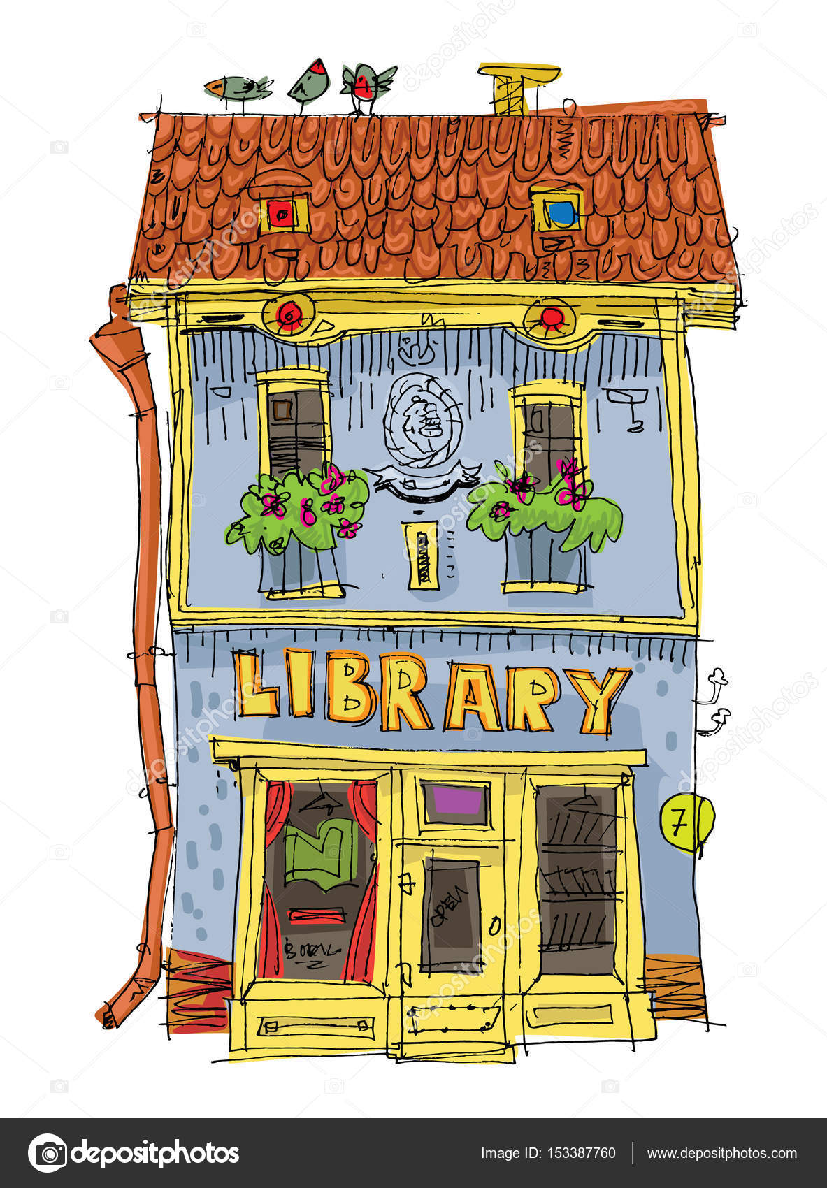 Library Building Cartoon