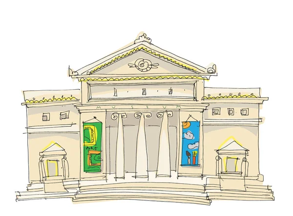 Facade Museum Classical Architecture Cartoon Caricature Stock Vector ...