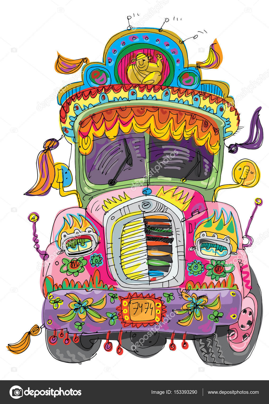Decorated indian truck — Stock Vector © iralu1 #153393290