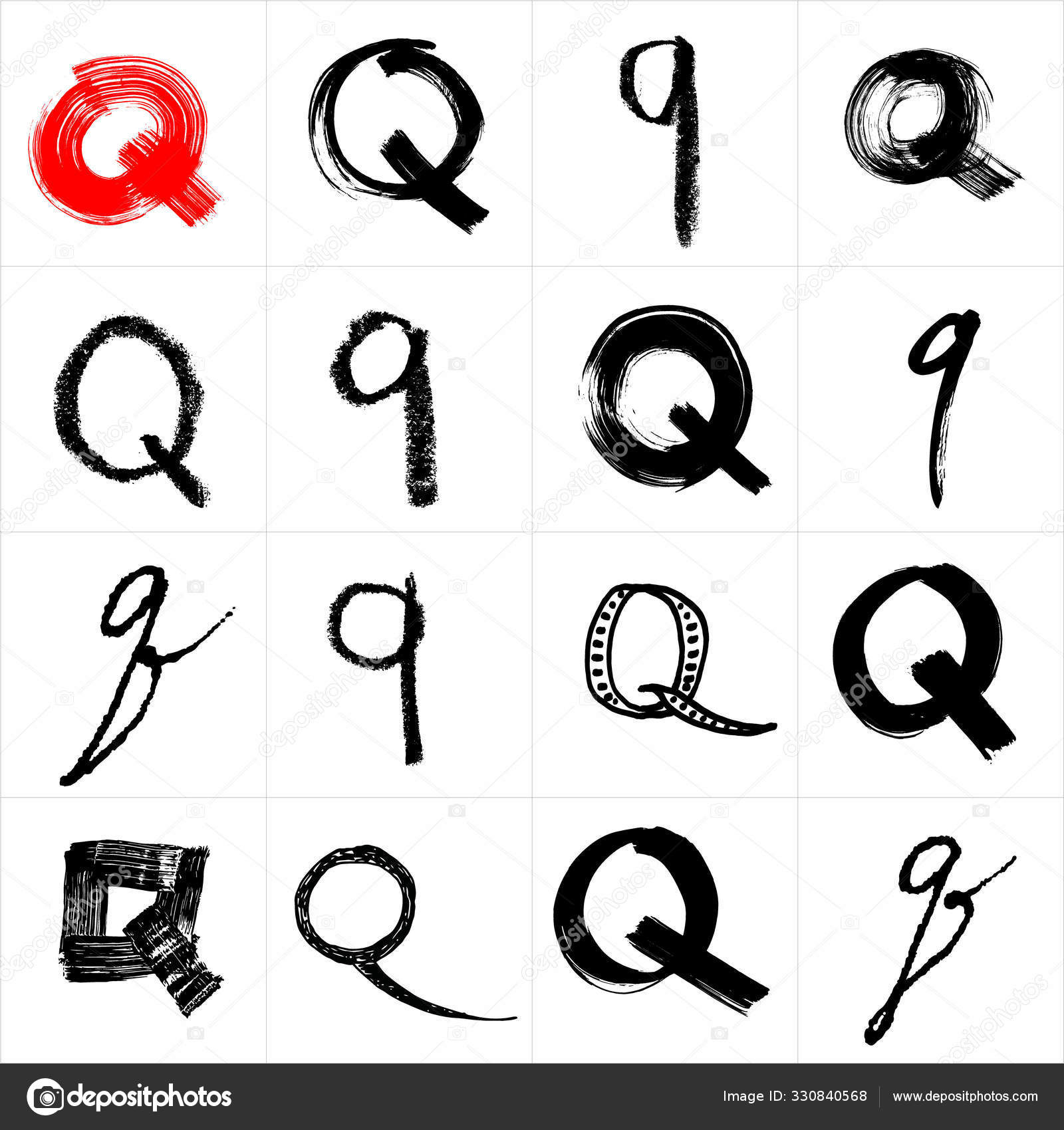 Huruf Vektor Tulisan Tangan Surat Surat Yang Digambar Menggunakan ...