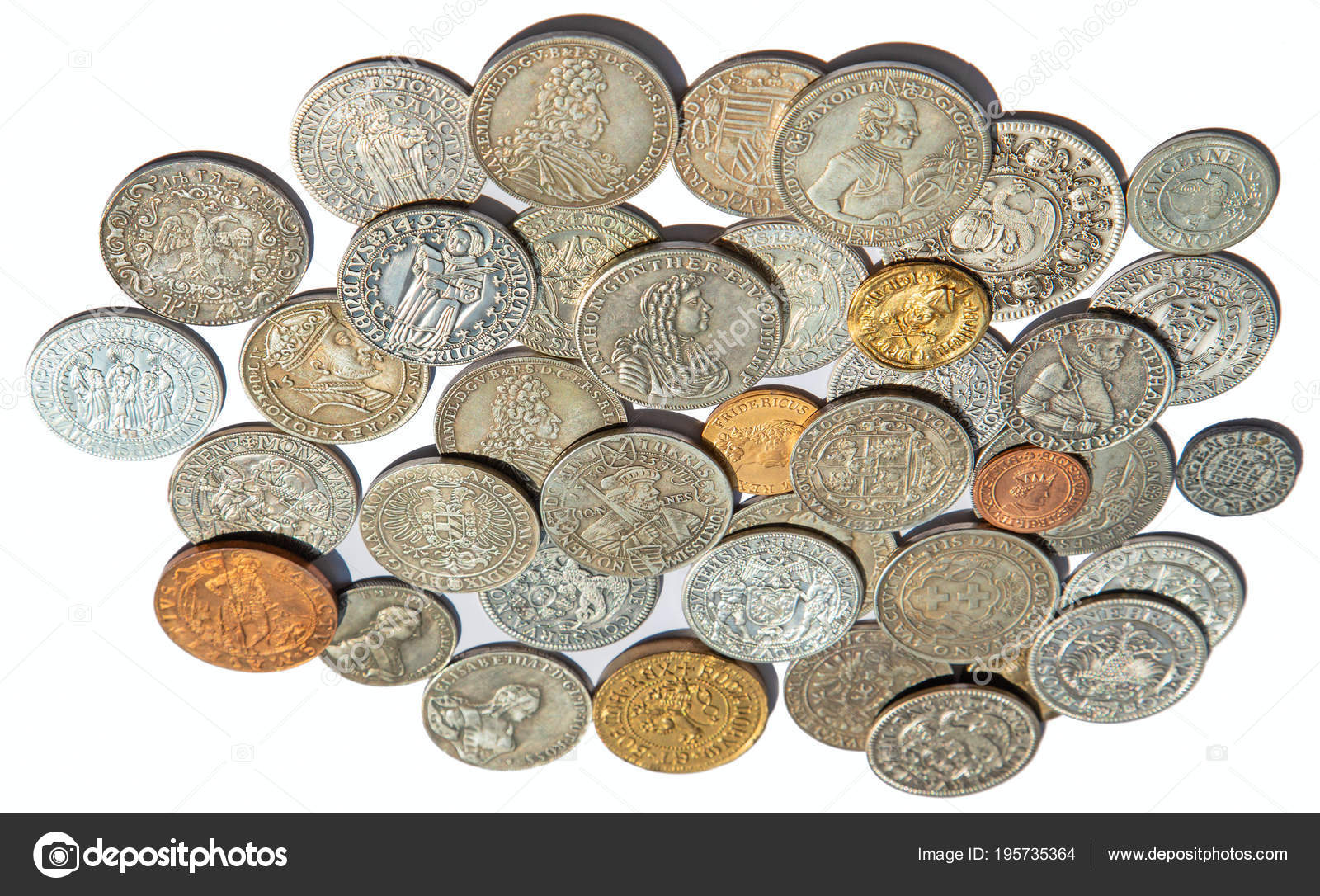 Collection Medieval Coins Isolated White Background Stock Photo by ...