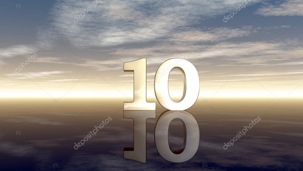número diez bajo cielo nublado - ilustración 3d 2024