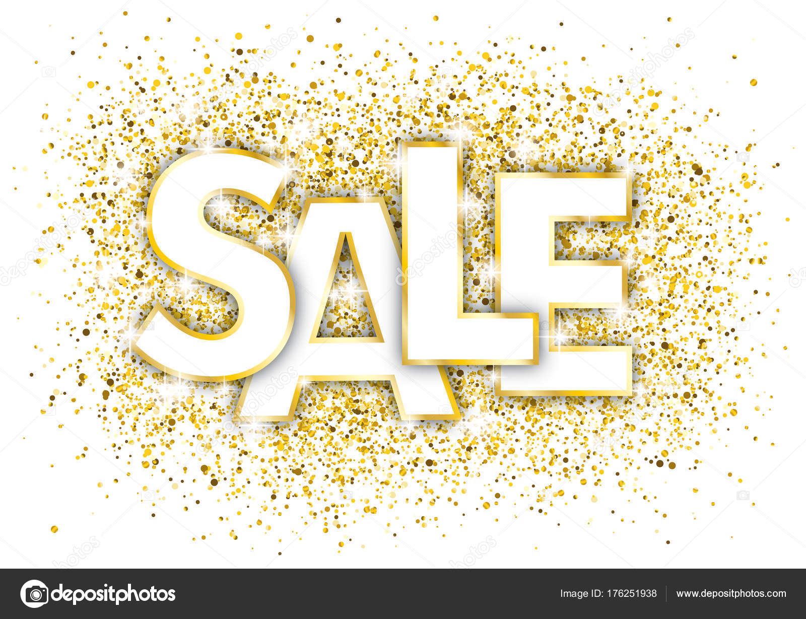 Golden Confetti Text Sale White Background Eps Vector File ⬇ Vector ...