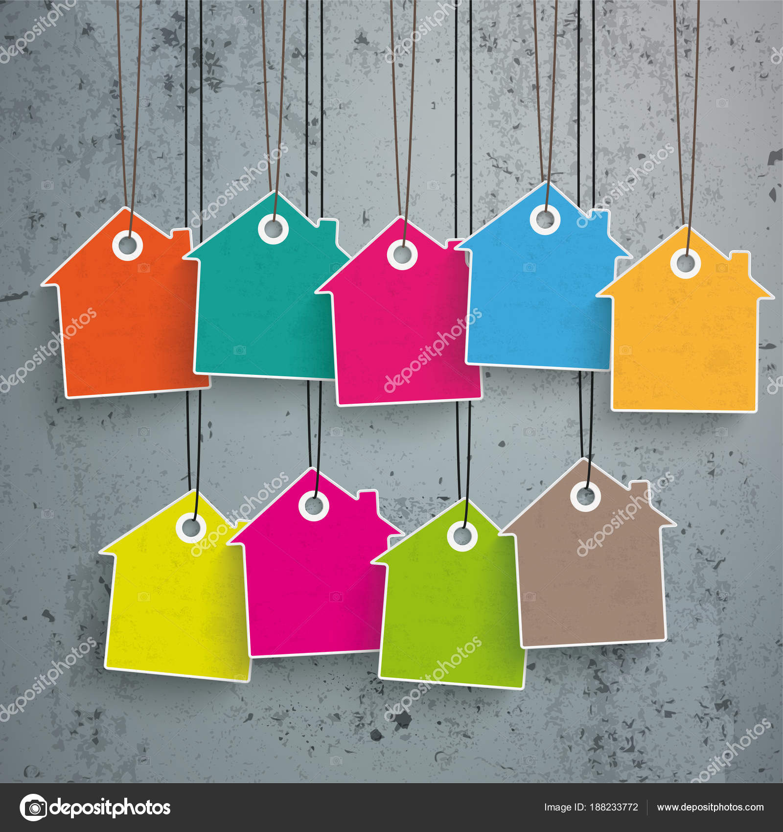 Colored House Labels Concrete Background Eps Vector File Stock Vector ...
