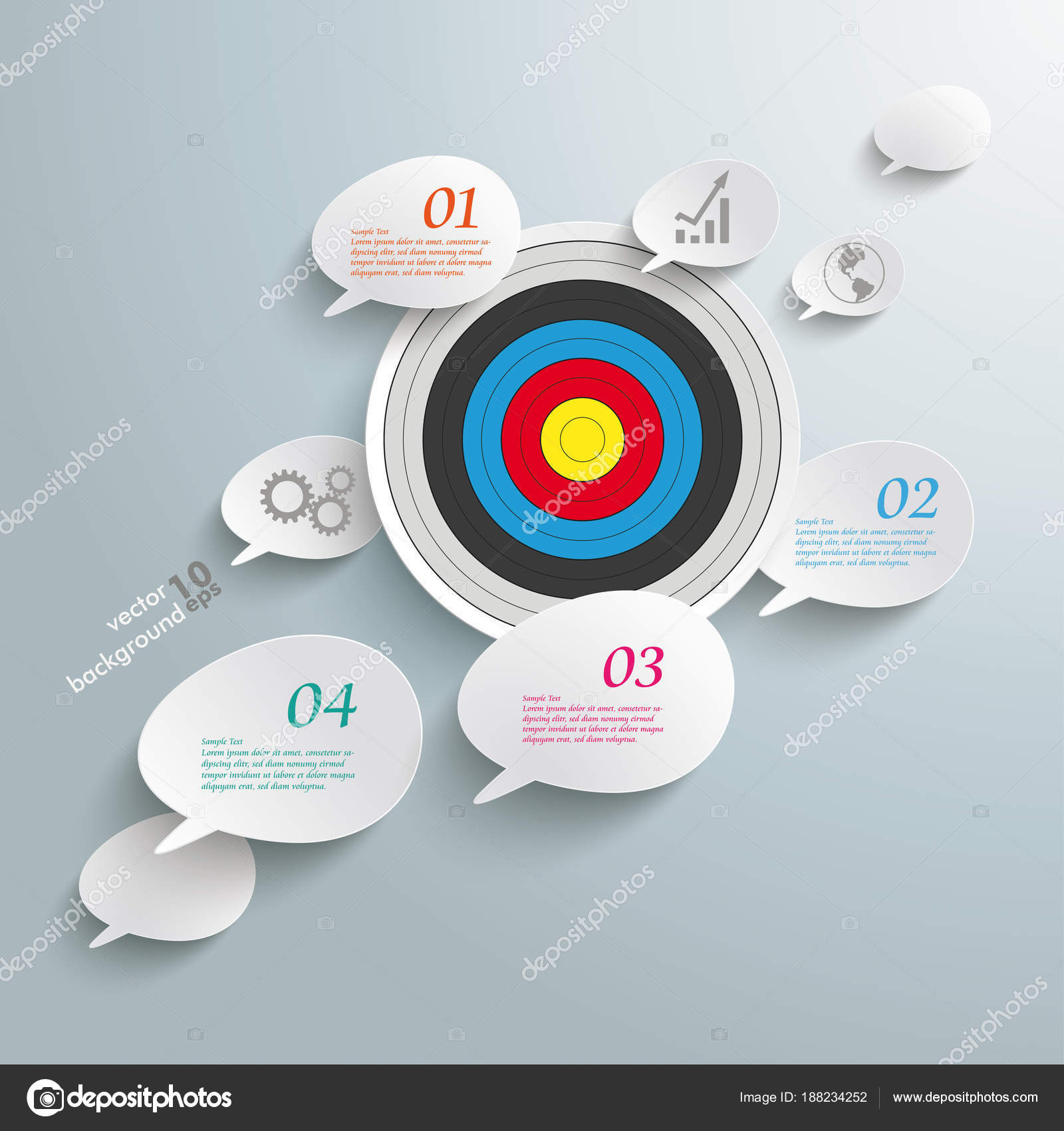 Infographic Bevel Speech Bubbles Target Gray Background Eps Vector File ...