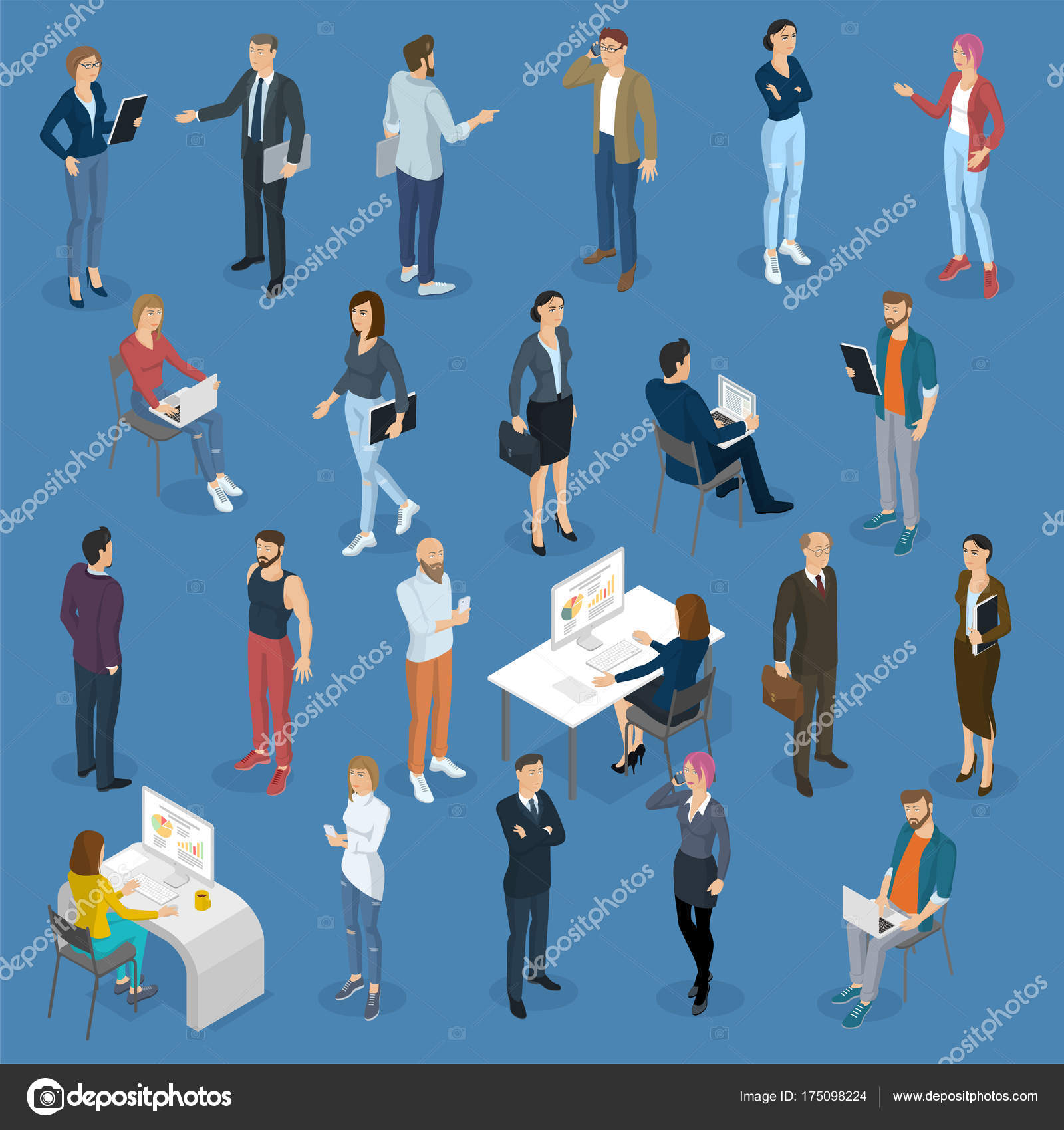 Isometric people in office Stock Vector Image by ©mustahtar #175098224