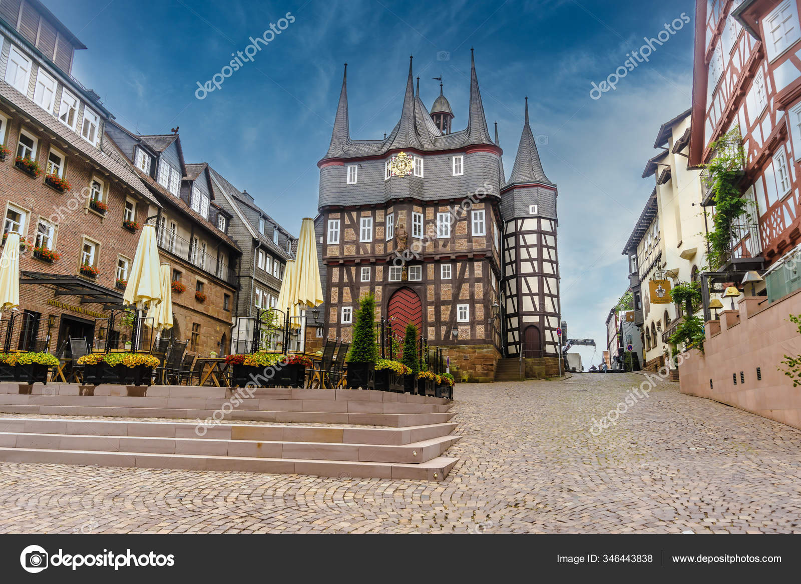 Frankenberg Germany July 2019 Historical Town Hall Terrace Seating ...