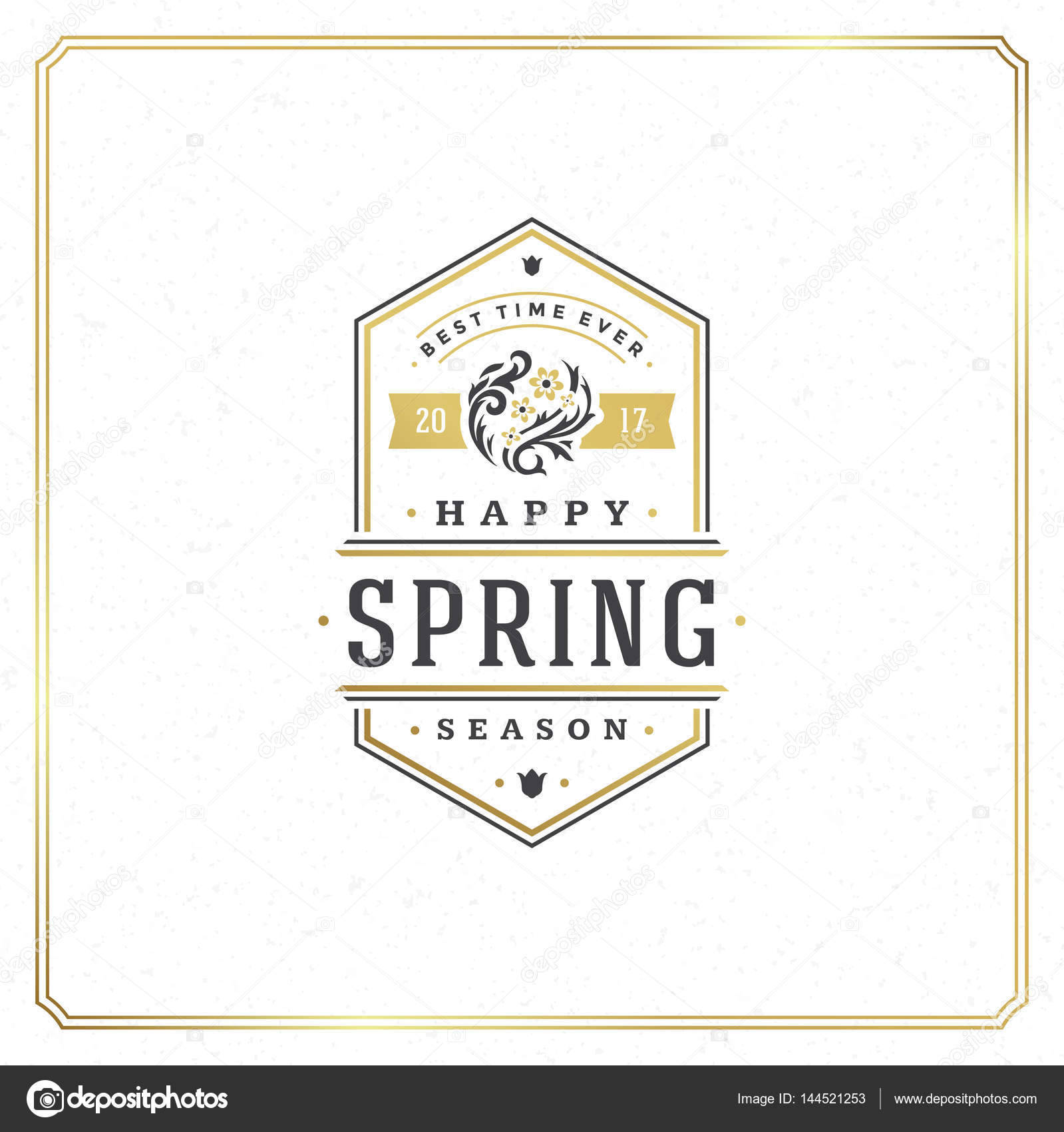Spring Badge Vector Typographic Design Vintage Greeting Card Stock ...