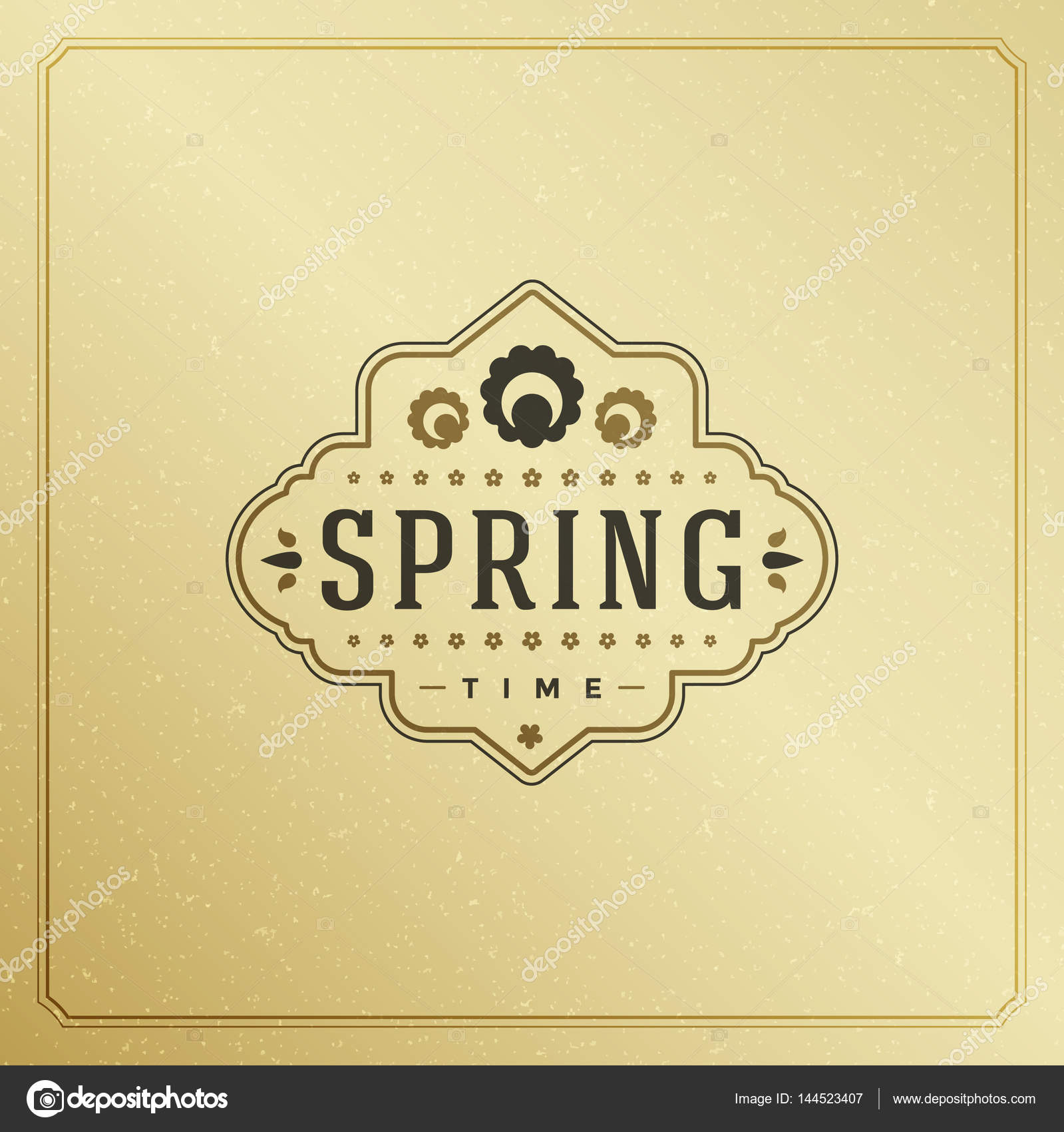 Spring Badge Vector Typographic Design Vintage Greeting Card Stock ...