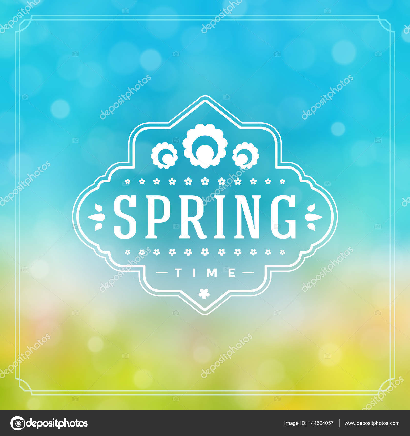 Spring Badge Vector Typographic Design Greeting Card. Stock Vector ...