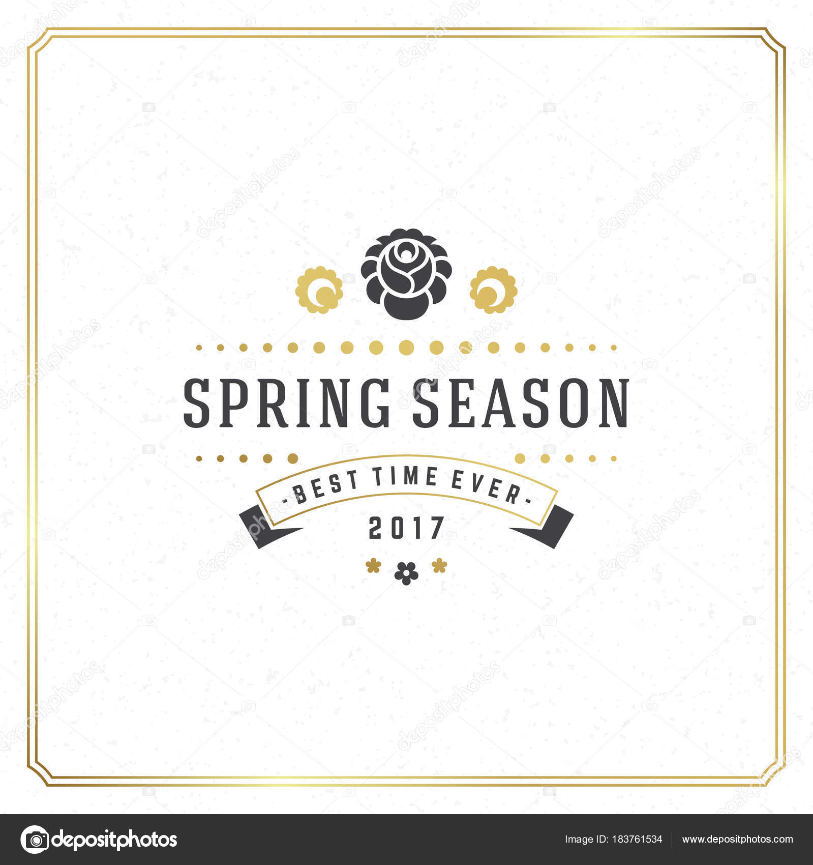 Spring Badge Vector Typographic Design Vintage Greeting Card Stock ...