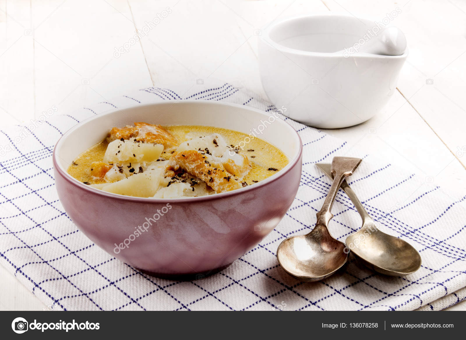 Fish soup with smoked haddock, potato and crushed peppercorn Stock ...