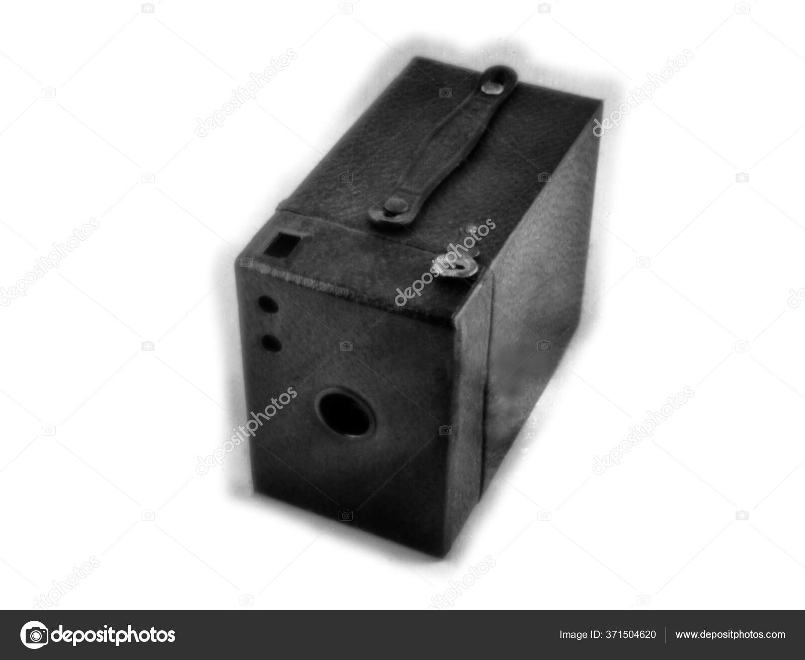 Old Black Vintage Box Camera White Background Black White Photo — Stock ...