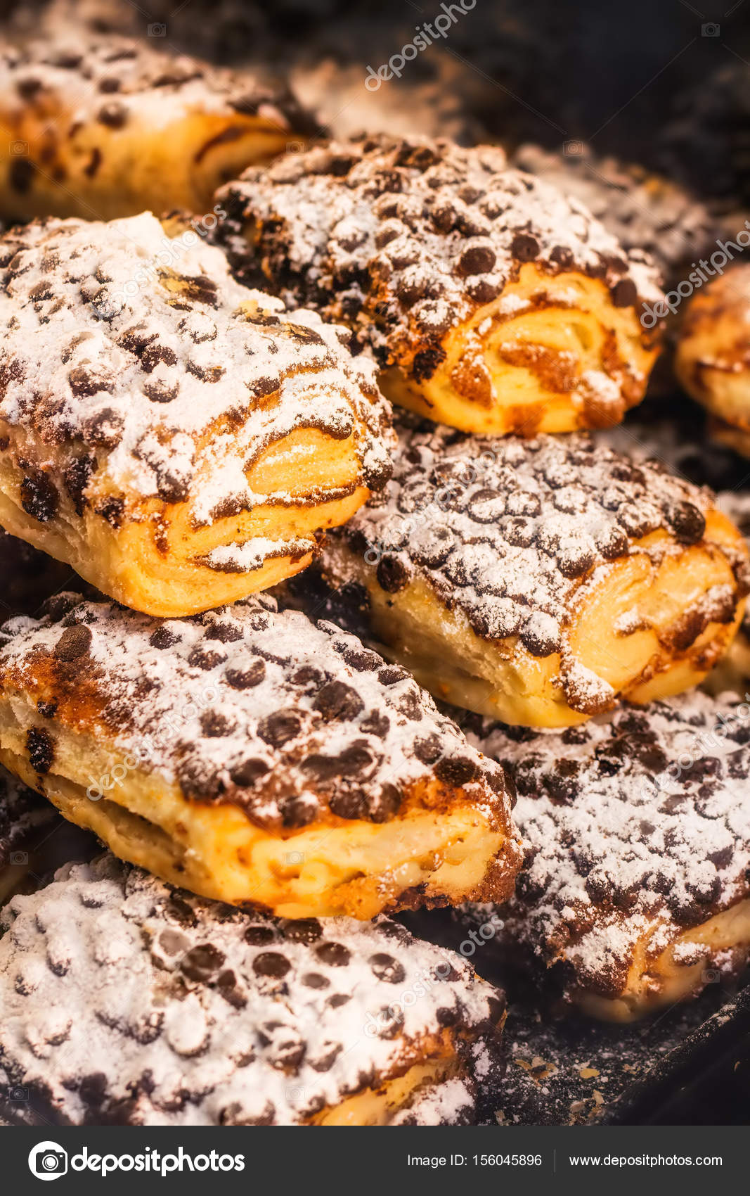 Traditional Italian sweets in a display window of a dessert shop in ...