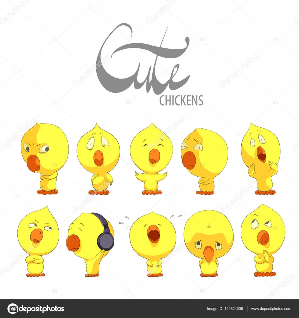 Cute yellow chickens Stock Vector Image by ©Chisnikov #140824006