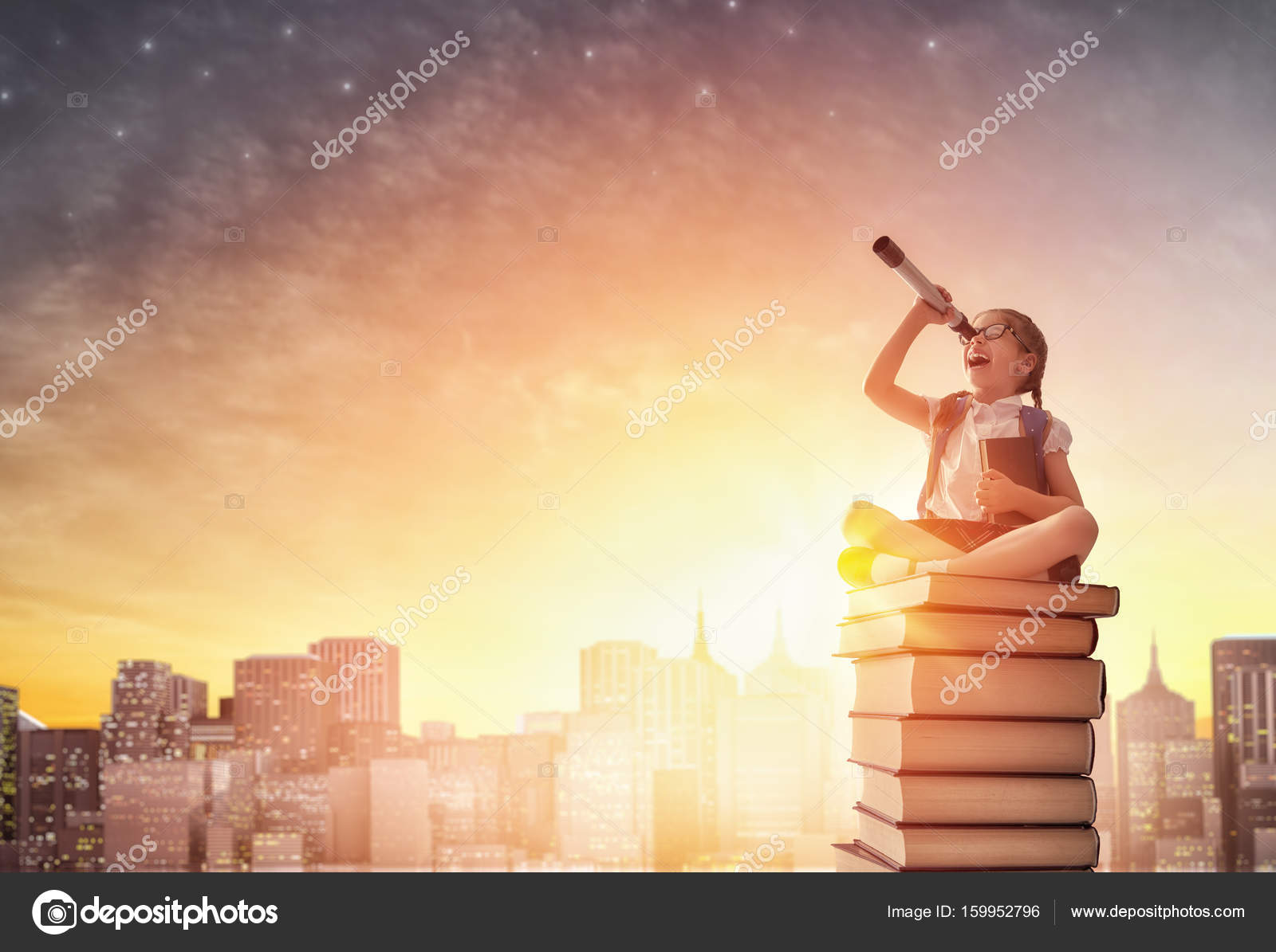 Child standing on books — Stock Photo © choreograph #159952796