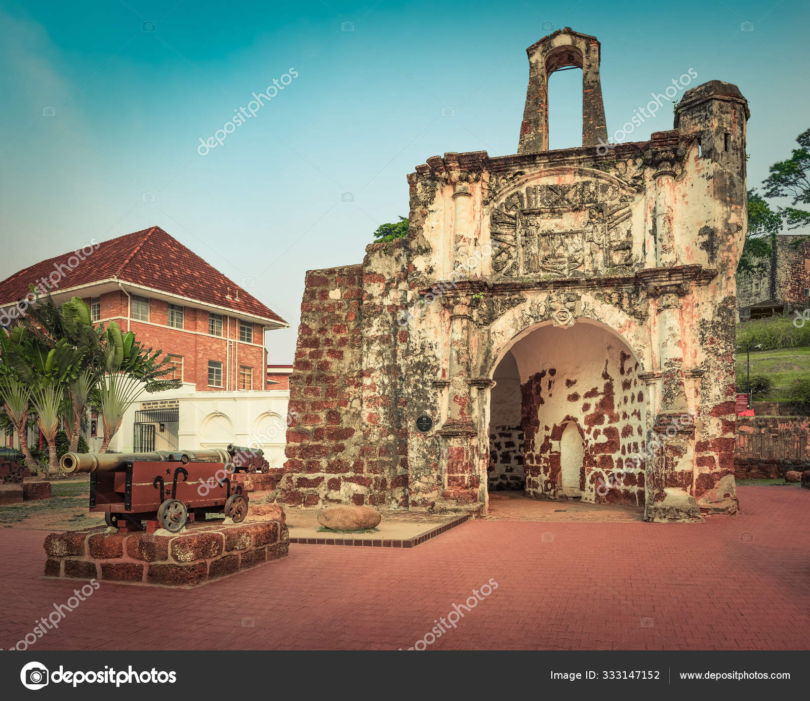 Surviving gate of the A Famosa fort in Malacca, Malaysia Stock Photo by ...