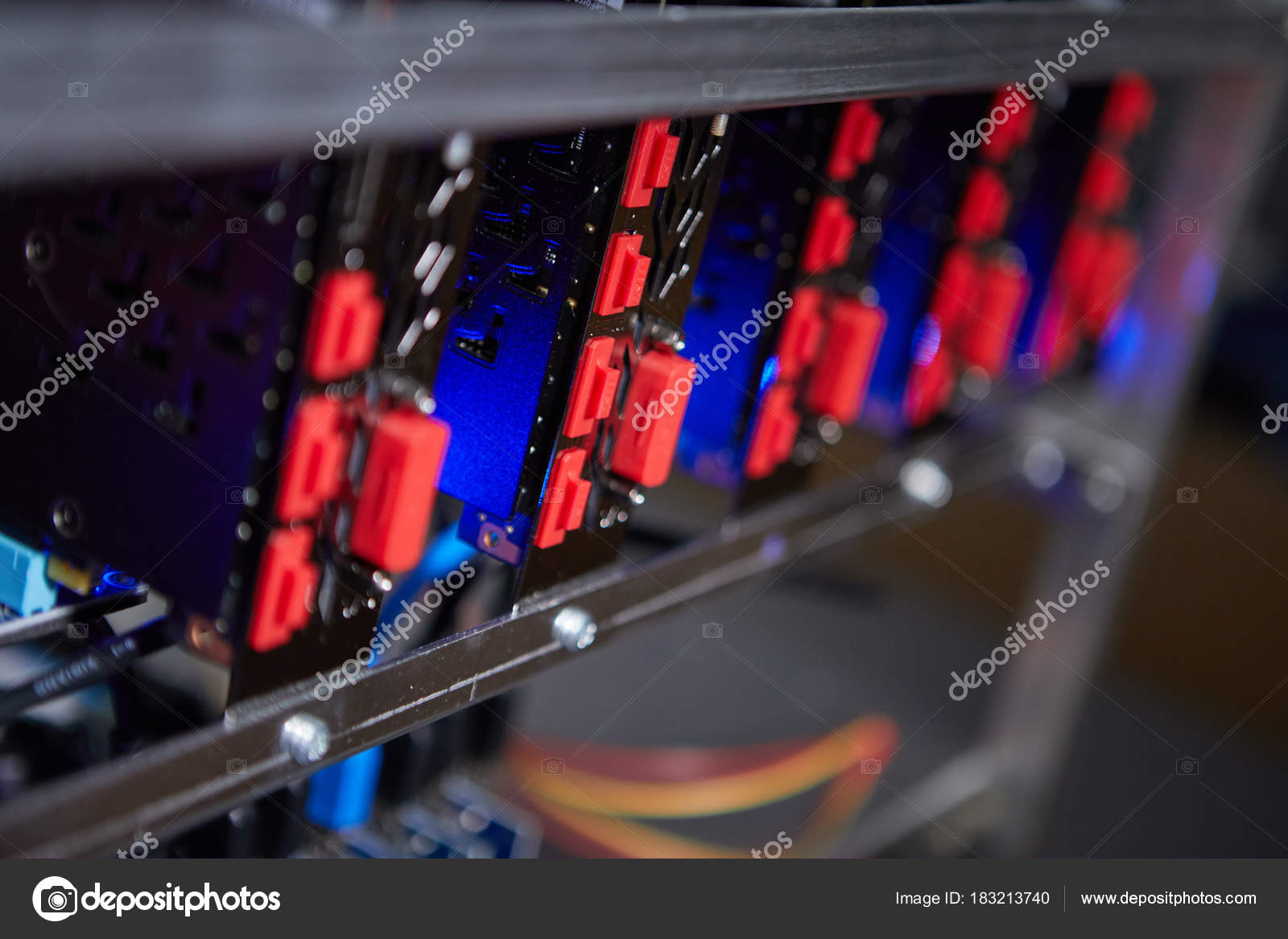 Cryptocurrency Background Mining Rig Close Array Gpus Mining Rig ...
