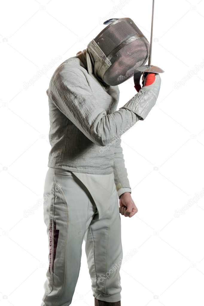 Swordsman sadness emotion isolated on white Stock Photo by ...