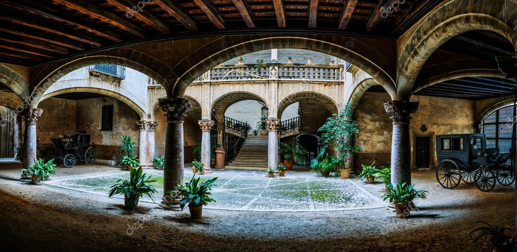 Old courtyard in Palma, Mallorca, Spain Stock Photo by ©BestPhotoStudio ...