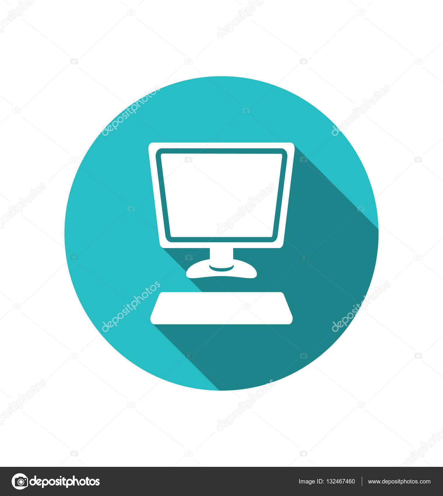 Computer and keyboard, flat icon with long shadows — Stock Photo ...