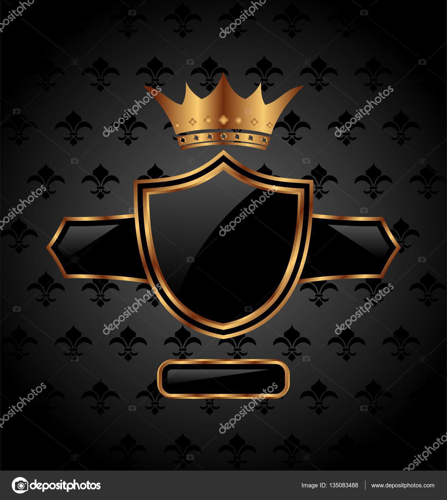 Ornate heraldic shield with crown — Stock Photo © smeagorl #135083488