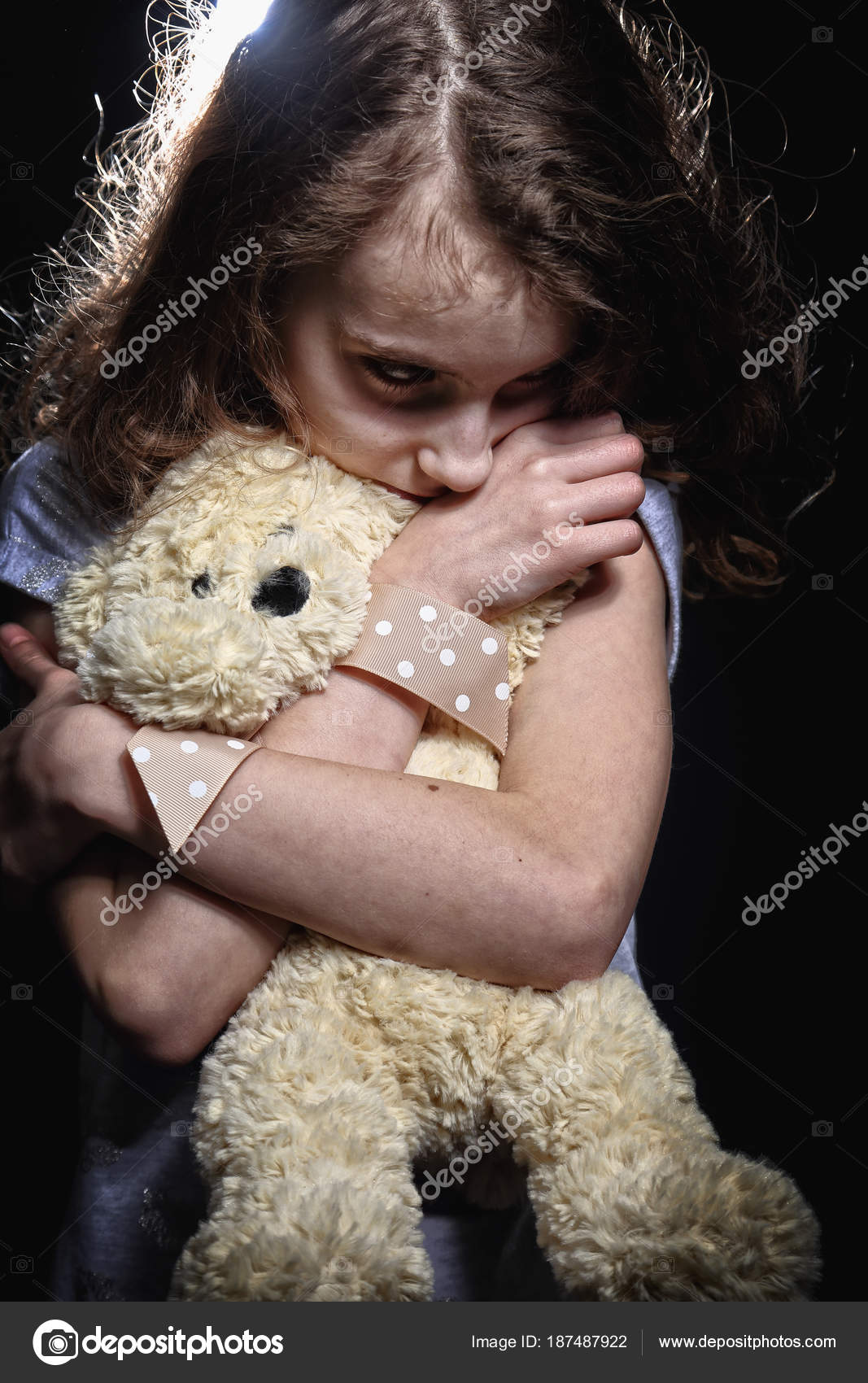 Scared Girl With Teddy