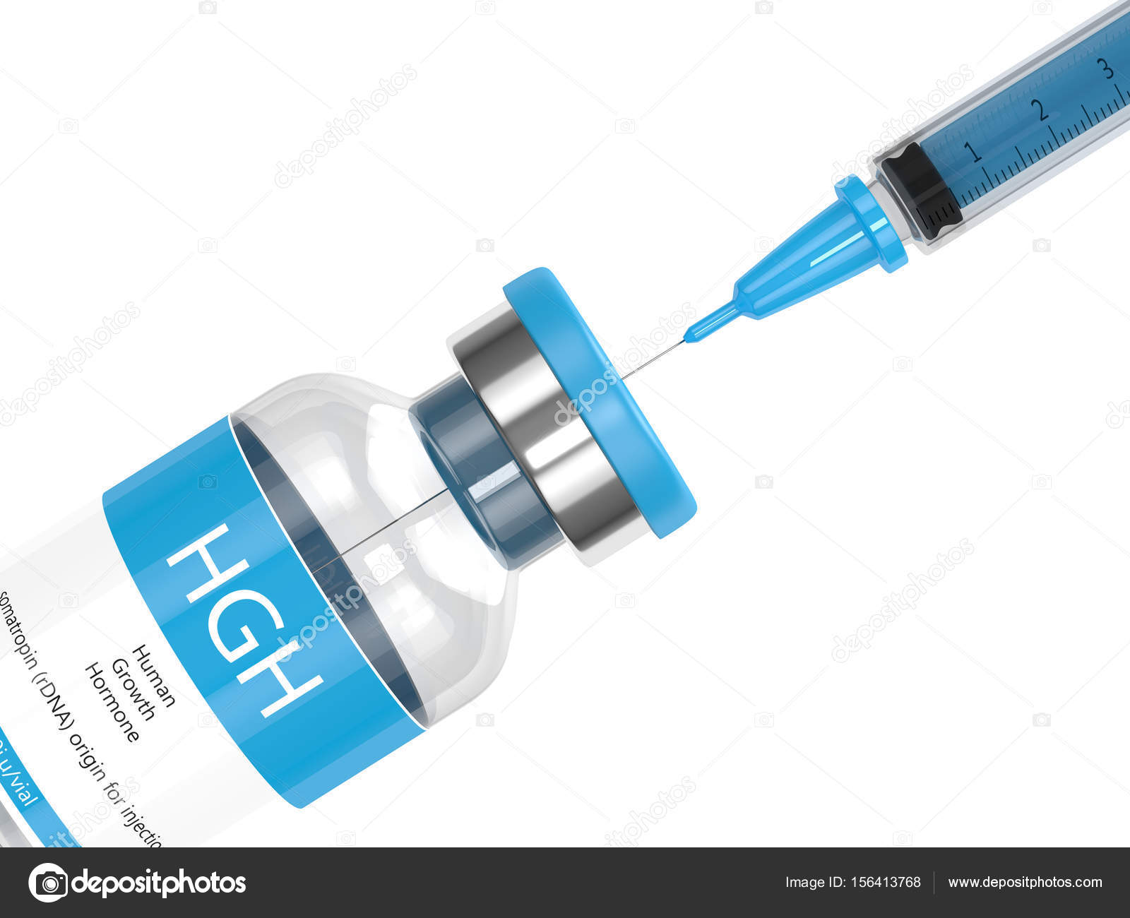 3d render of HGH vial with syringe over white — Stock Photo © ayo888 ...