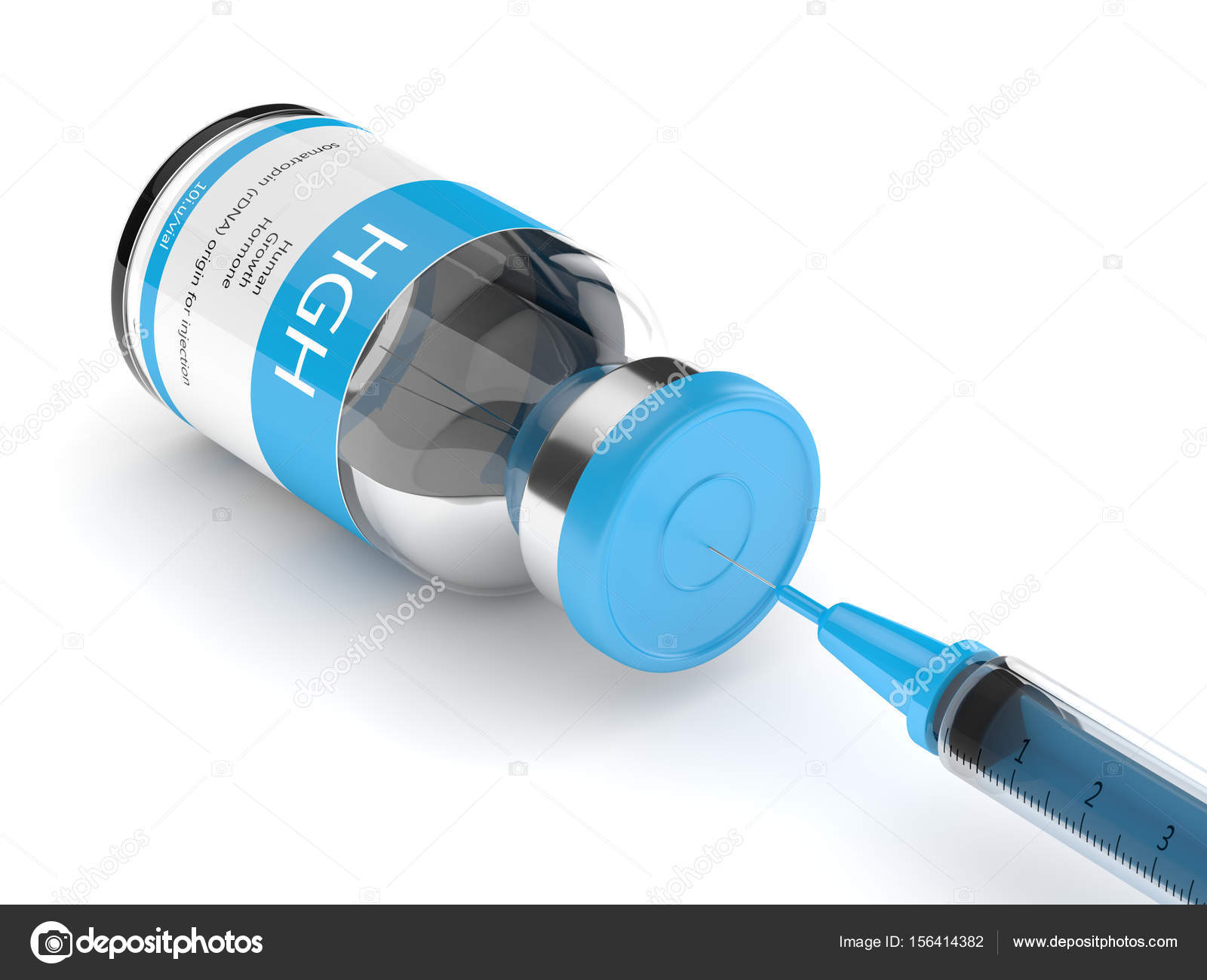 3d render of HGH vial with syringe over white — Stock Photo © ayo888 ...