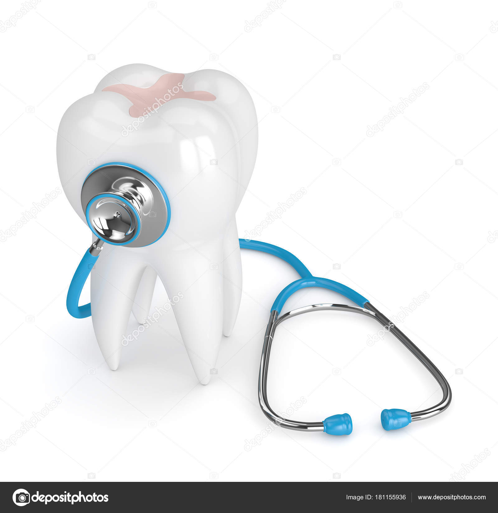 3d render of tooth with dental inlay and stethoscope — Stock Photo ...