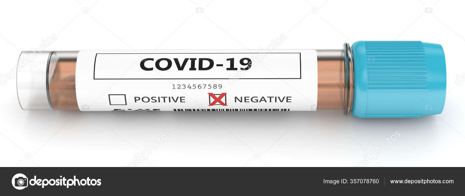 Render Covid Negative Nasal Swab Laboratory Test White Background Stock ...