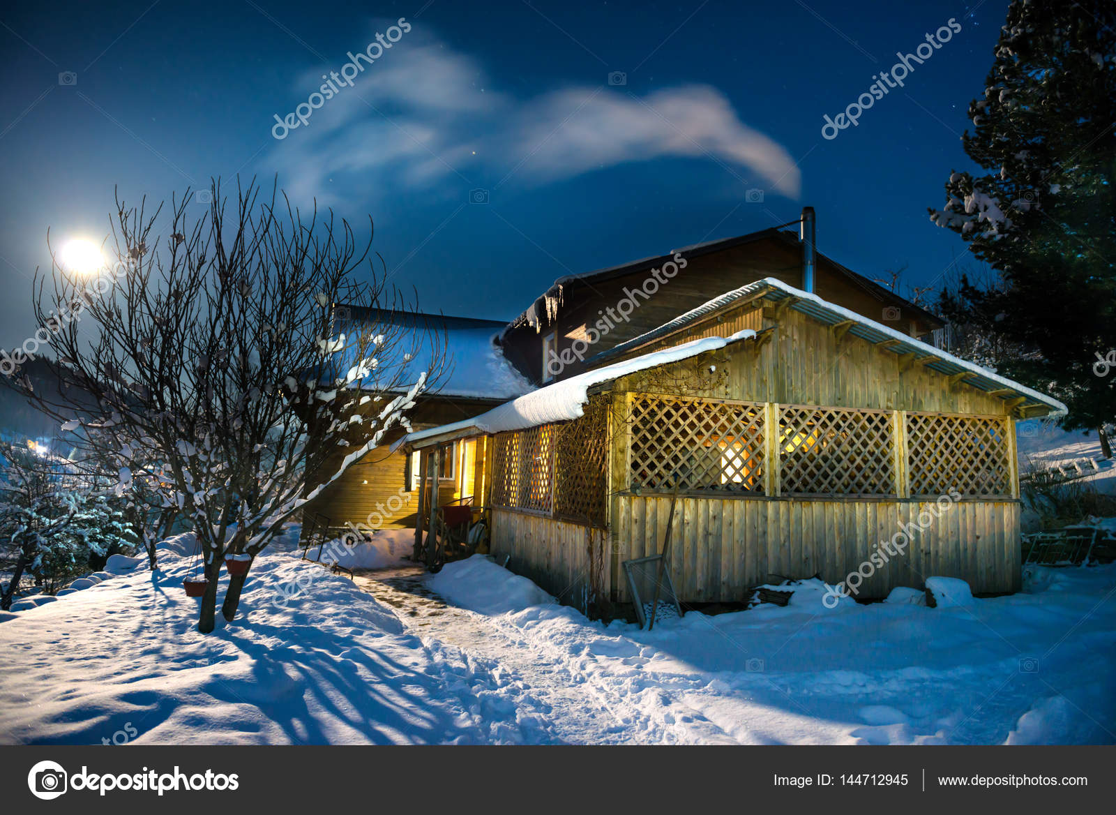 Dark Snowy House
