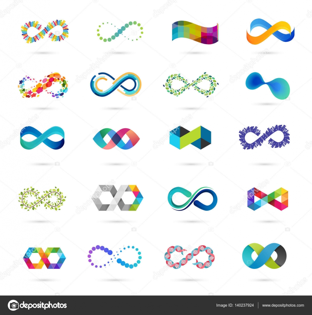 Colorful abstract infinity, endless symbols and icon collection Stock ...