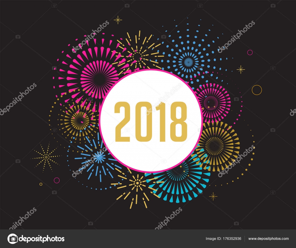 Happy New Year, banner, poster with fireworks Stock Vector Image by ...