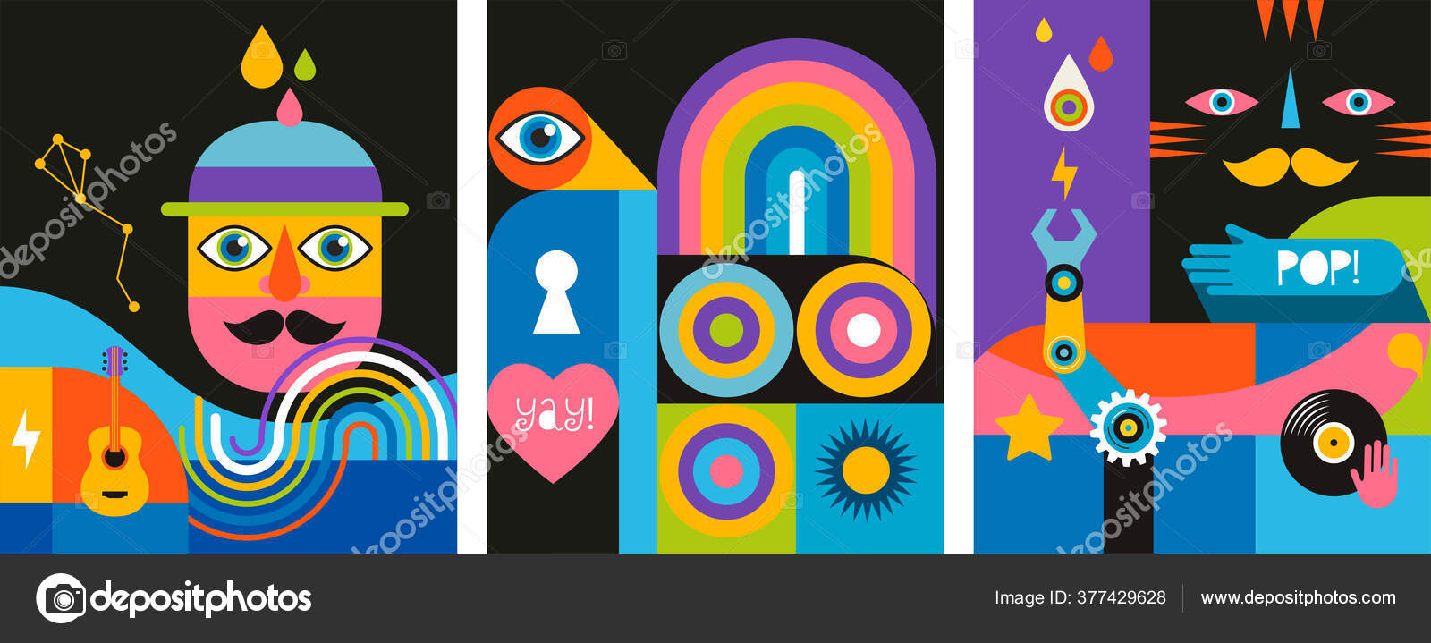 Geometric abstract background, street wall art concept, festival ...