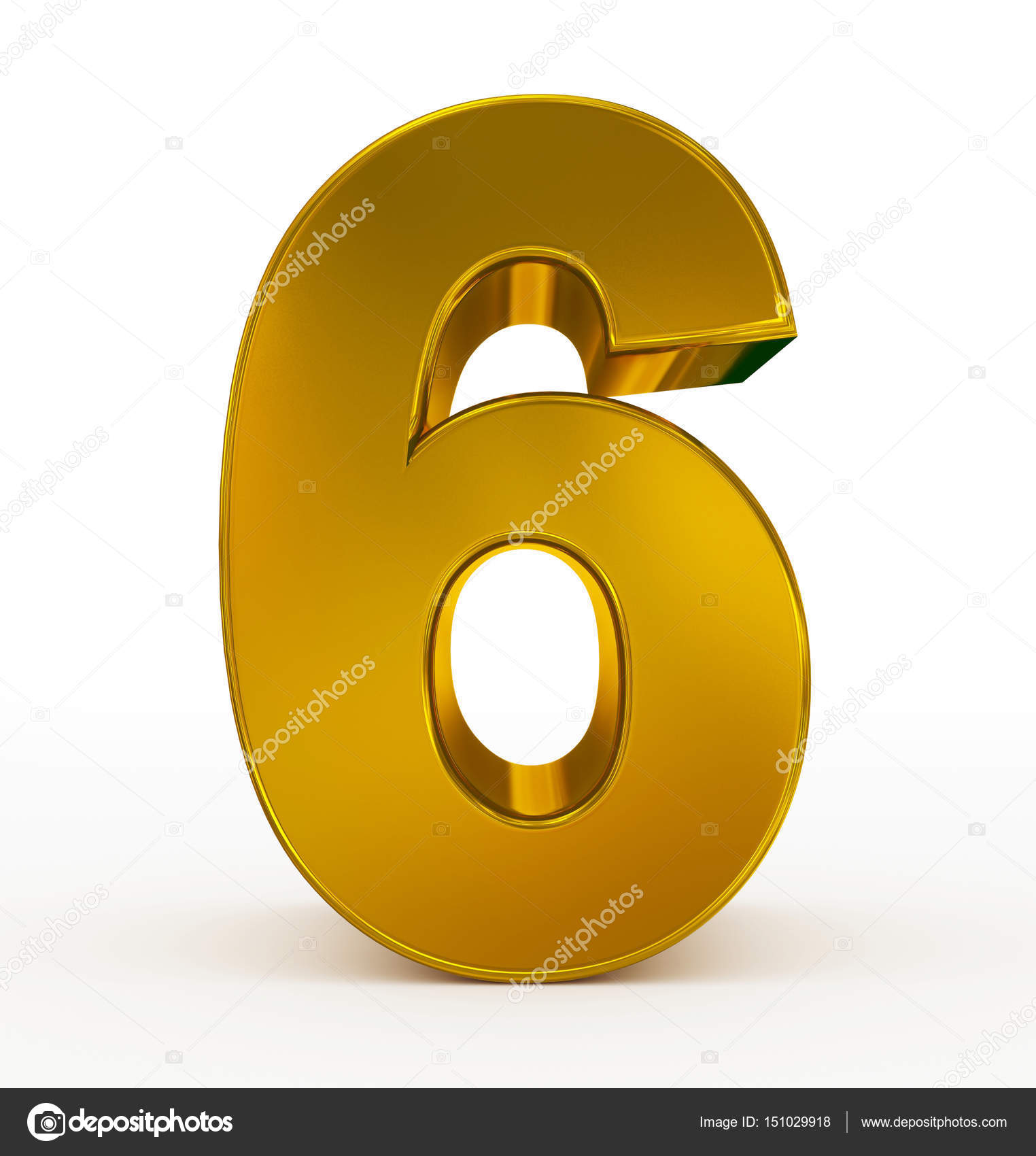nummer 6 3d gouden geïsoleerd op wit — Stockfoto © 3dvlaa #151029918