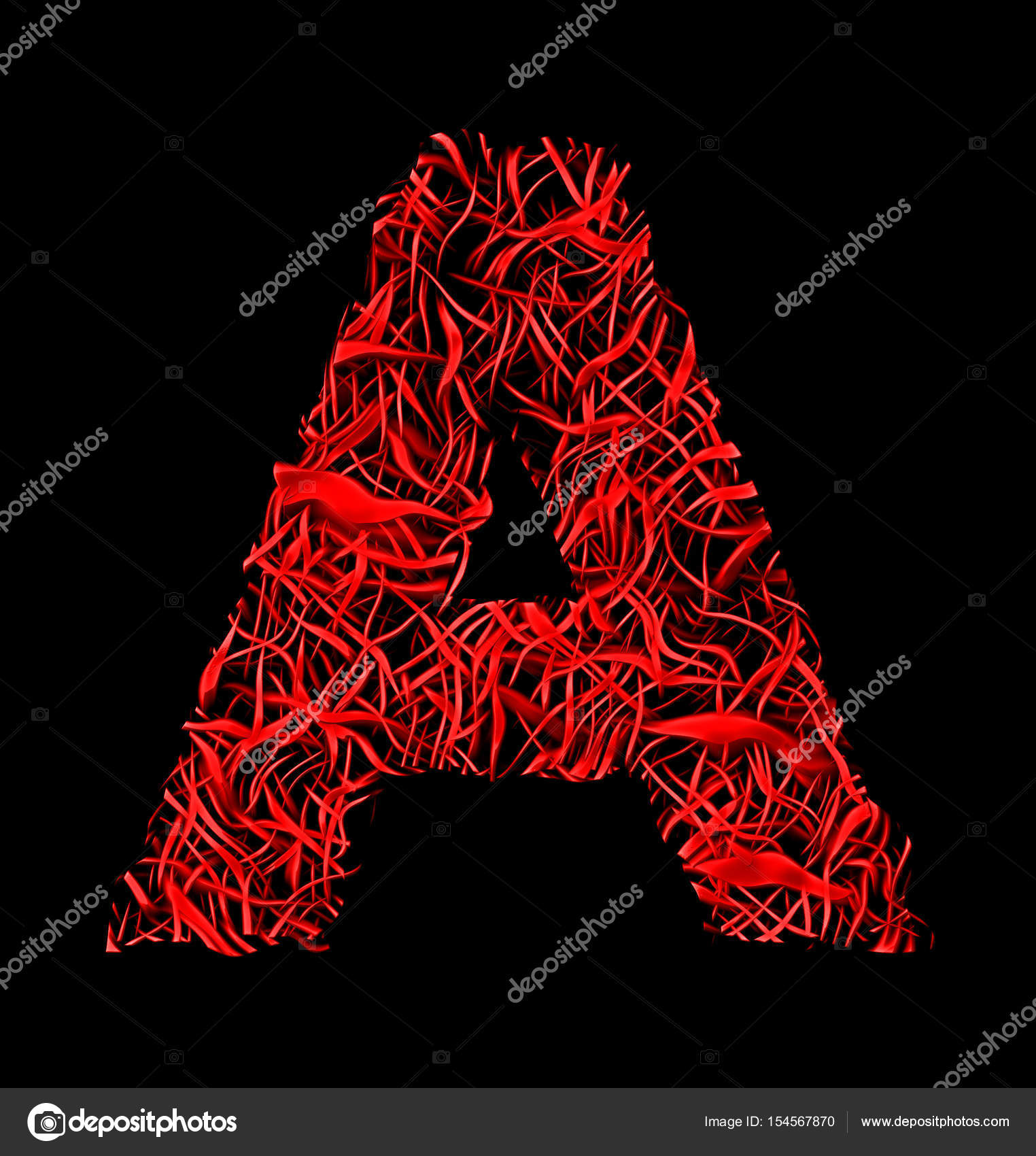 Letter A red artistic fiber mesh style isolated on black Stock Photo by ...
